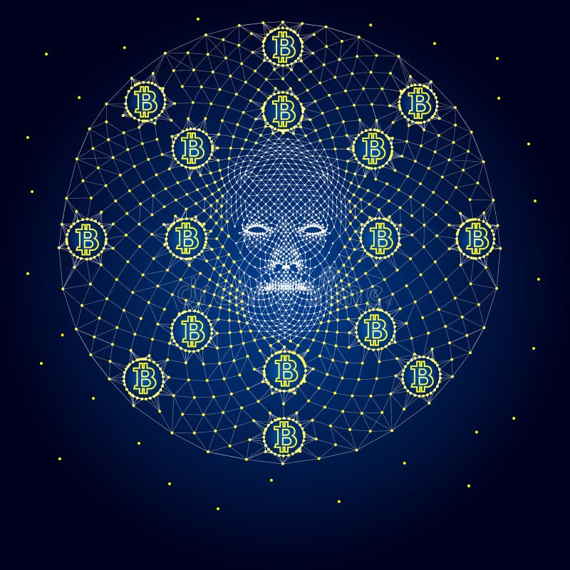 Abstract Crypto Currency Net Consisting of Dots and Lines. Bitcoin ...