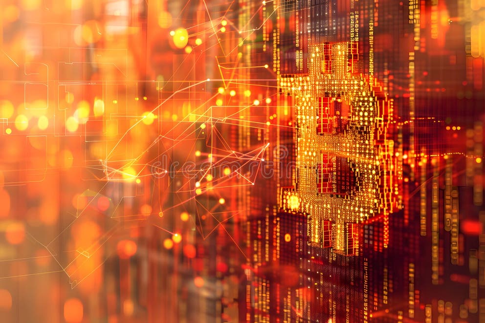 Abstract Cryptocurrency Concept with Circuit Patterns. Colorful Stock ...