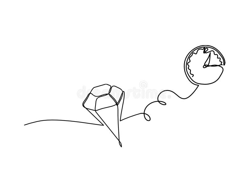 Abstract Crystal with Clock As Continuous Lines Drawing on White Stock ...