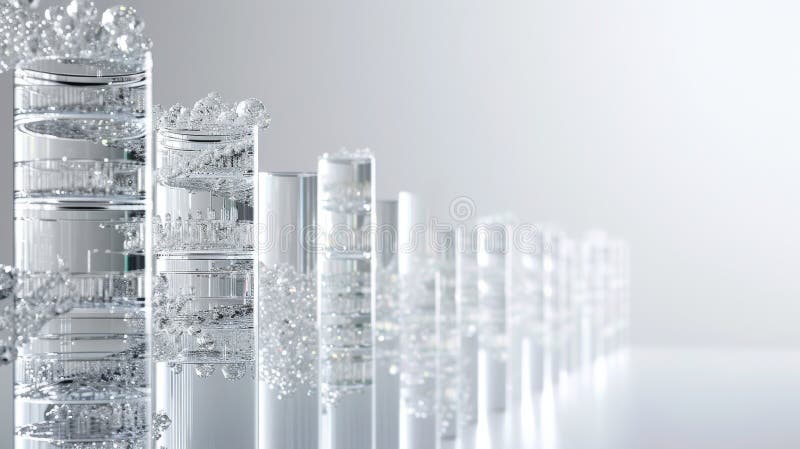 Abstract Crystal Columns with Reflective Surfaces in a Futuristic ...