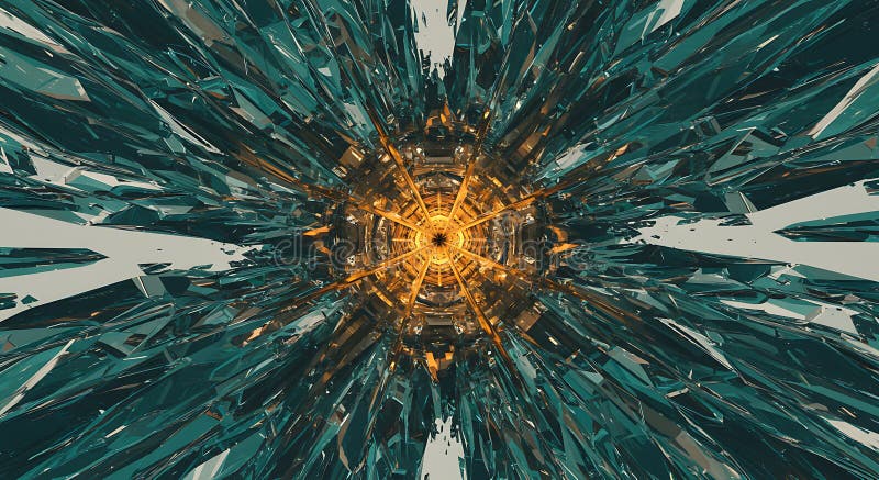 Abstract Crystal Explosion with Central Light Stock Illustration ...