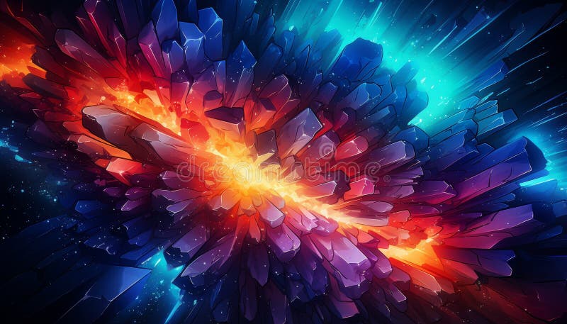 Crystal Explosion Blue Background Abstract Art Design Element Stock ...