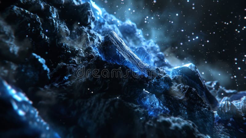 Abstract Crystal Landscape: Futuristic Dark Blue Rock Formation with ...