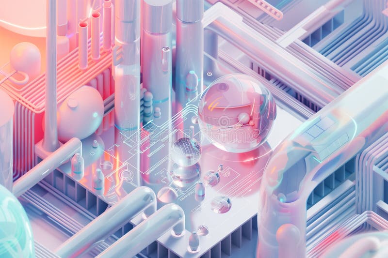 Abstract Crystal Pipeline System Industrial Futuristic Technological ...