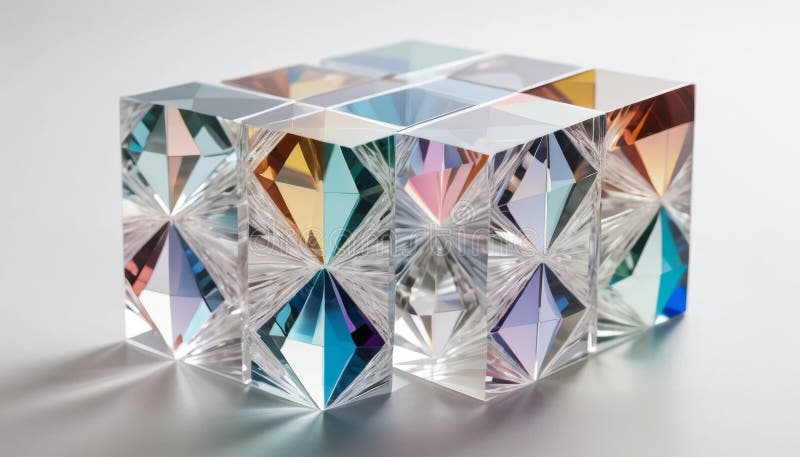 Abstract Crystal Prism Cube, Multicolored Facets, Light Refraction ...