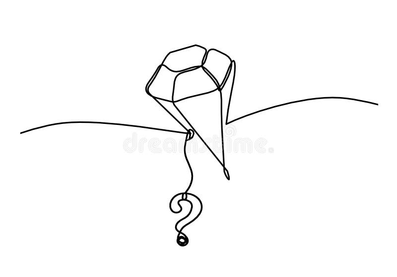 Abstract Crystal with Question Mark As Continuous Lines Drawing on ...
