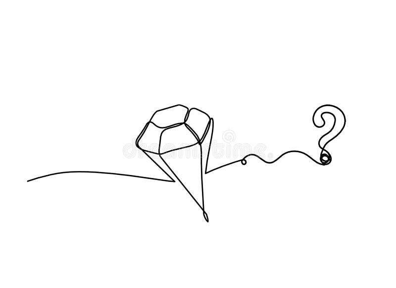 Abstract Crystal with Question Mark As Continuous Lines Drawing on ...
