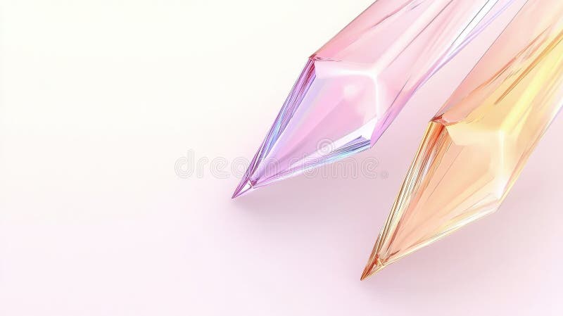 Abstract Crystal Shapes in Pastel Colors on Light Background with Soft ...