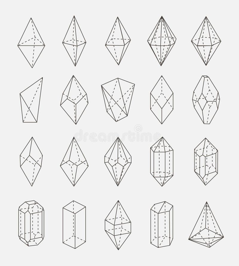 Abstract Crystal Shapes Vector Outline Stock Vector - Illustration of ...