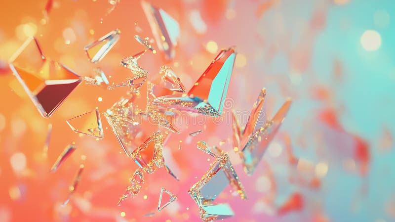 Abstract Crystal Shards Floating Against a Soft, Colorful Background ...