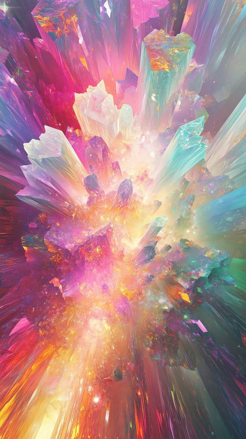 Abstract Crystal Shards Floating Against a Soft, Colorful Background ...
