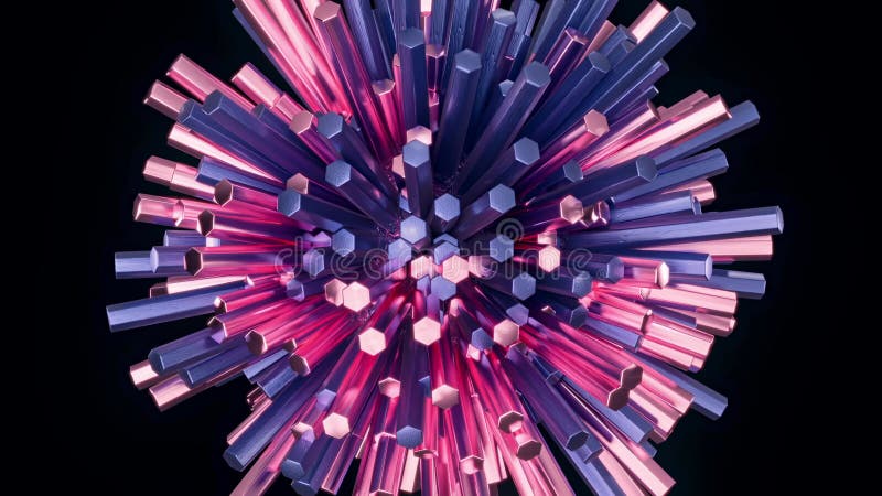 Abstract Crystal Sphere Explosion with Hexagonal Bars - 3D Loop ...