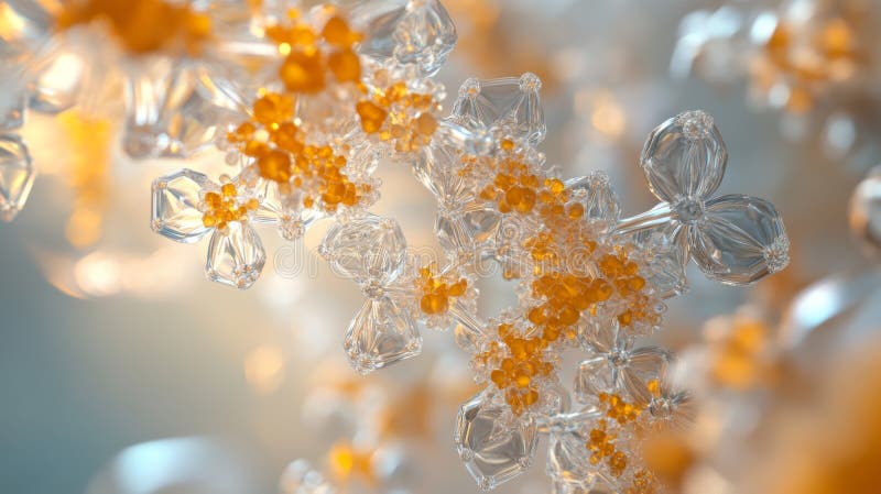 Abstract Crystal Structure with Intricate Amber Details and Beautiful ...