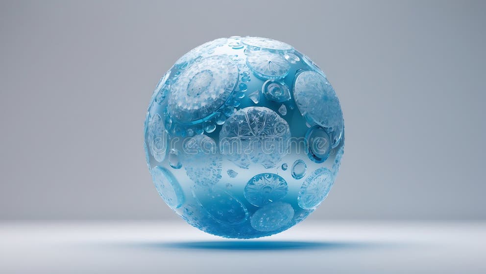 Abstract Crystalline Sphere: a 3D Render of a Blue Orb with Intricate ...