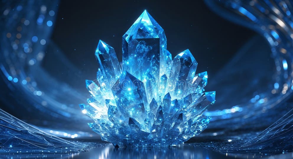 Abstract Crystalline Structure Glowing Blue Light. Stock Image - Image ...