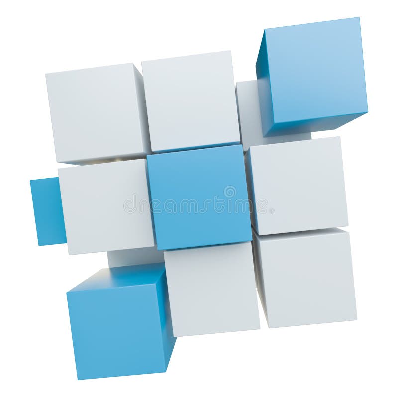 Abstract Cube Assembling from Blocks Stock Image - Image of edges ...