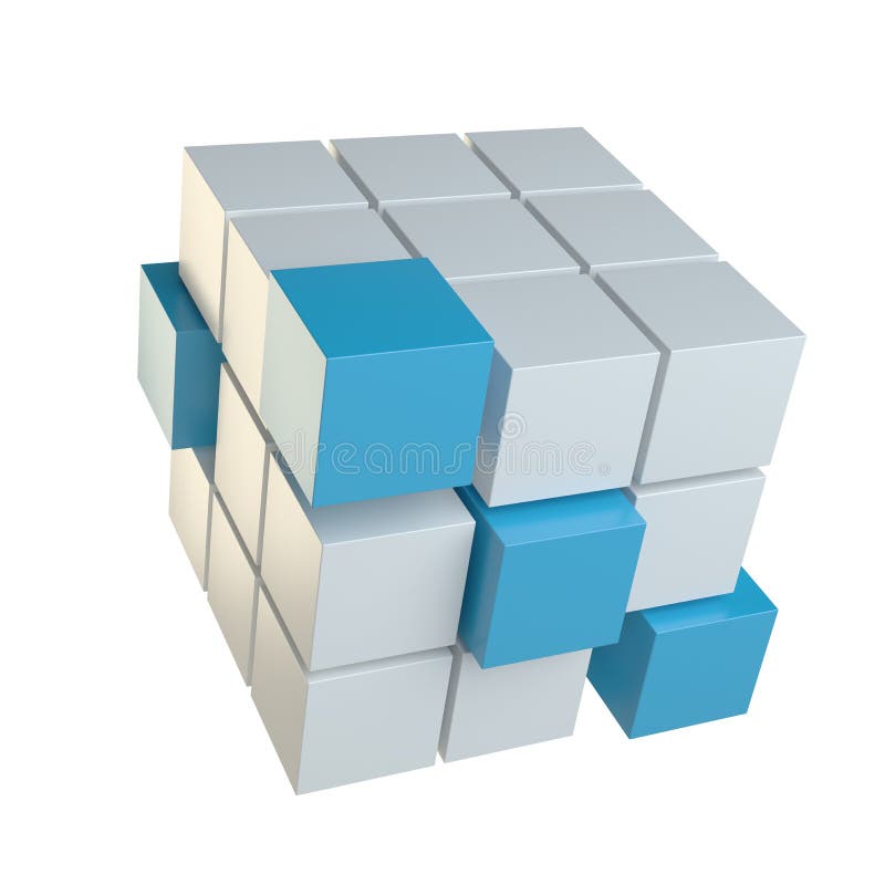 Abstract Cube Assembling from Blocks Stock Illustration - Illustration ...