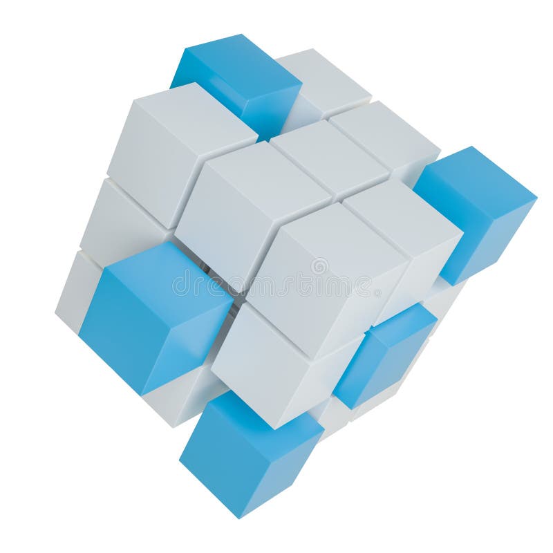 Abstract Cube Assembling from Blocks Stock Illustration - Illustration ...