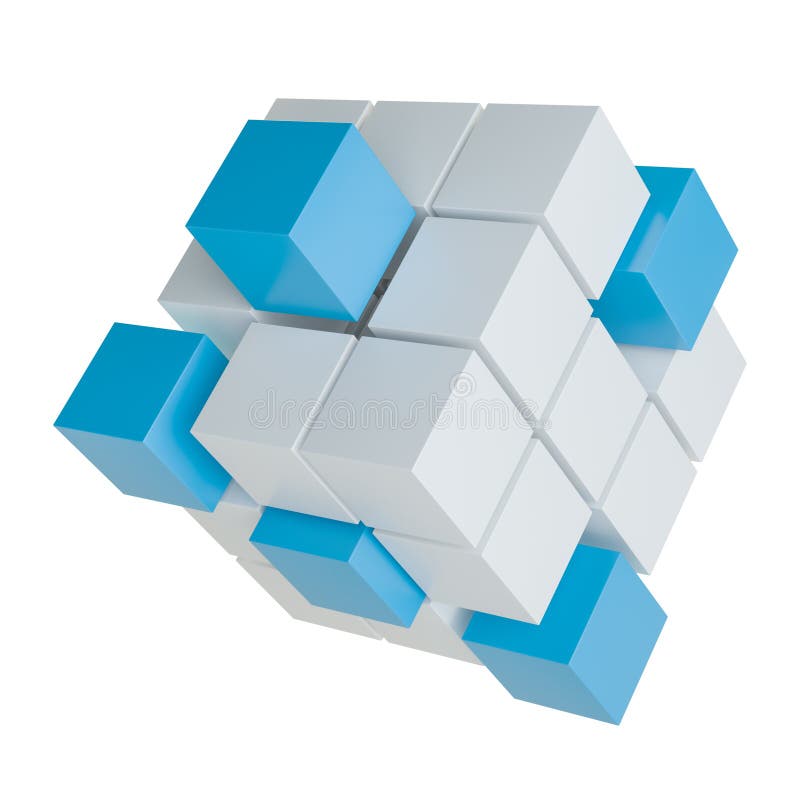 Abstract Cube Assembling from Blocks Stock Illustration - Illustration ...