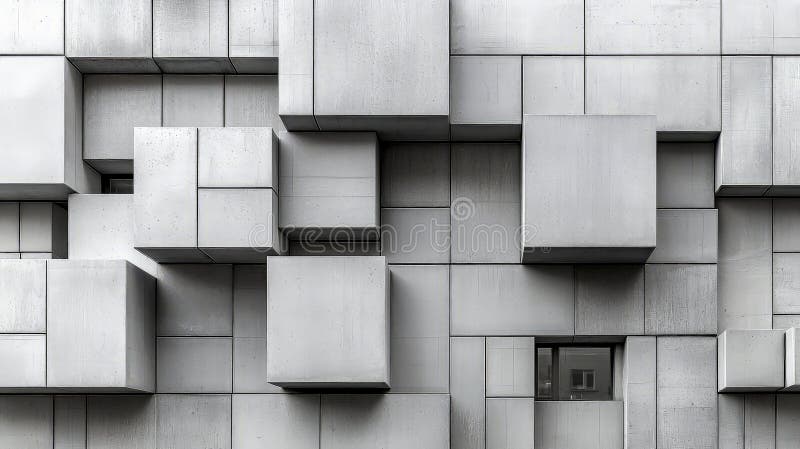 Grey Concrete Cube Wall Texture Modern Building Background ...