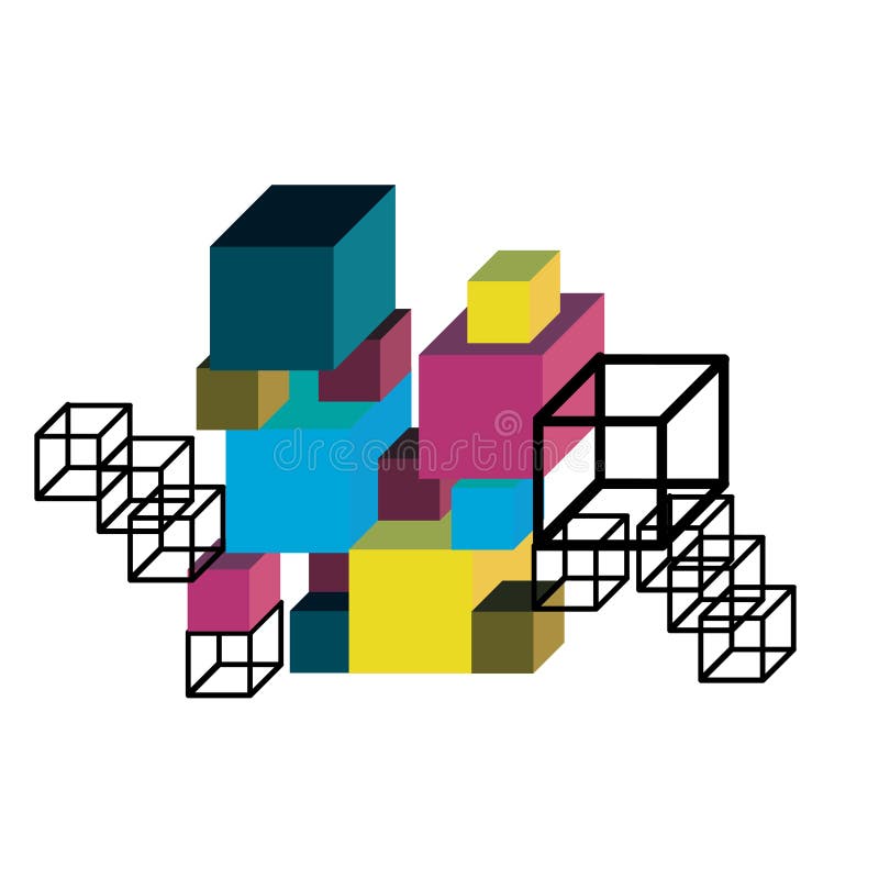 Abstract Cube Construction. Stock Vector - Illustration of abstract ...