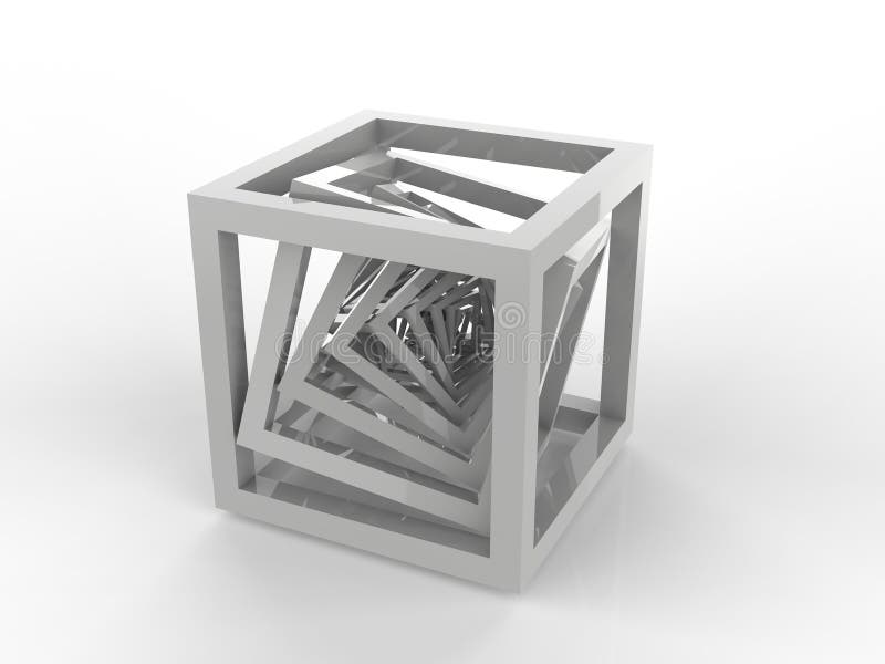 Abstract Cube - 3D Image Cube Frame Isolated on White Background ...