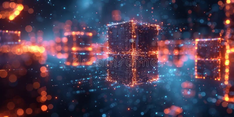 Abstract Cube in Dark Background Stock Illustration - Illustration of ...