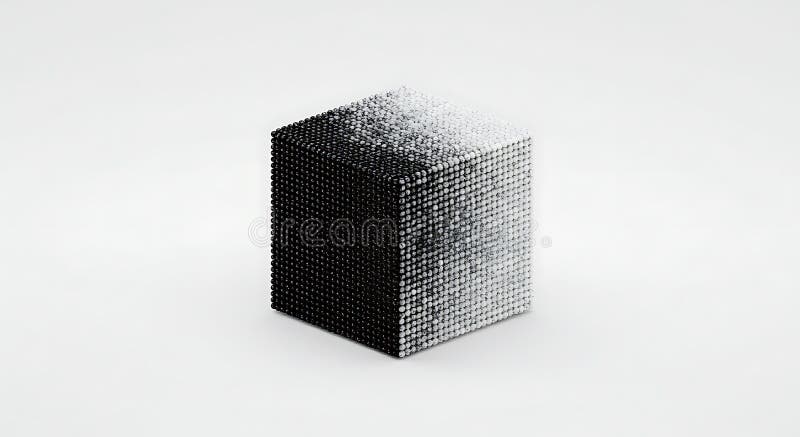 Abstract Cube Formed of Small Spheres in Shades of Gray Stock Photo ...