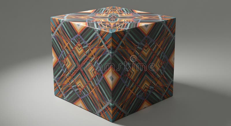 Abstract Cube with Geometric Pattern Stock Illustration - Illustration ...