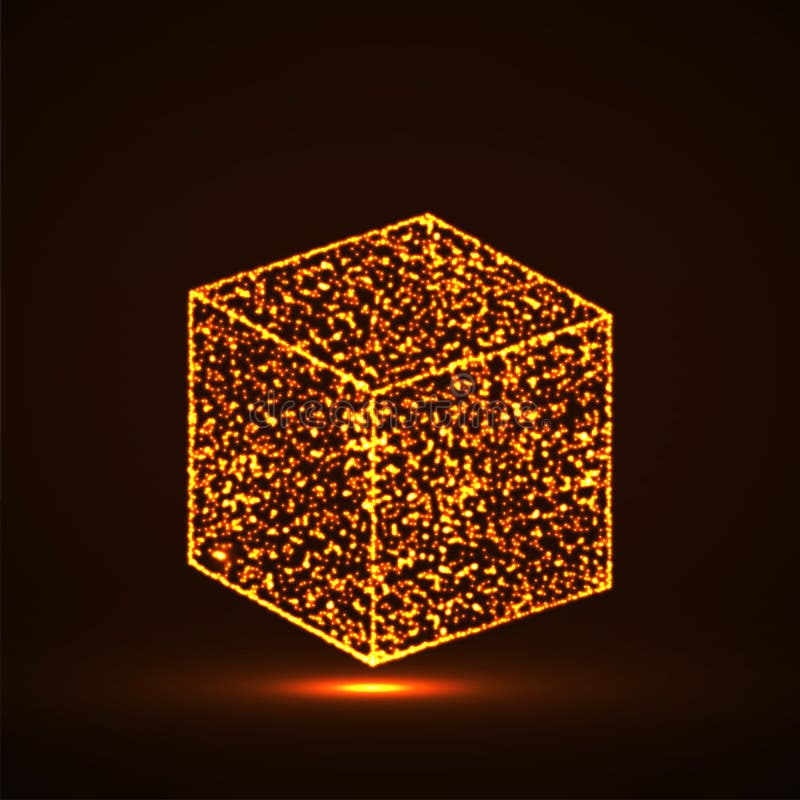 Abstract Cube with Glowing Particles Stock Vector - Illustration of ...