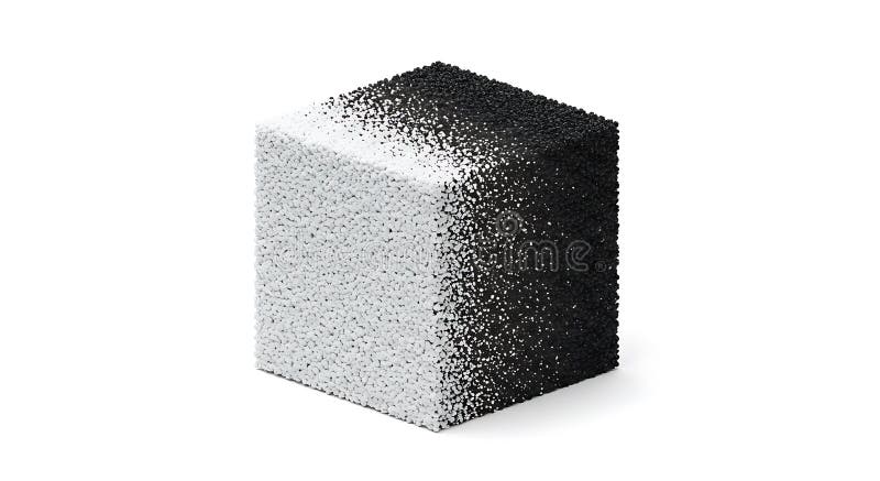 Abstract Cube Half White and Half Black Minimalist Studio Shot Stock ...