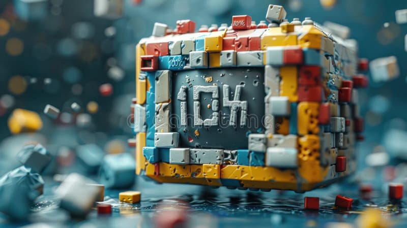 Abstract Cube with Numbers 10,4 Stock Illustration - Illustration of ...