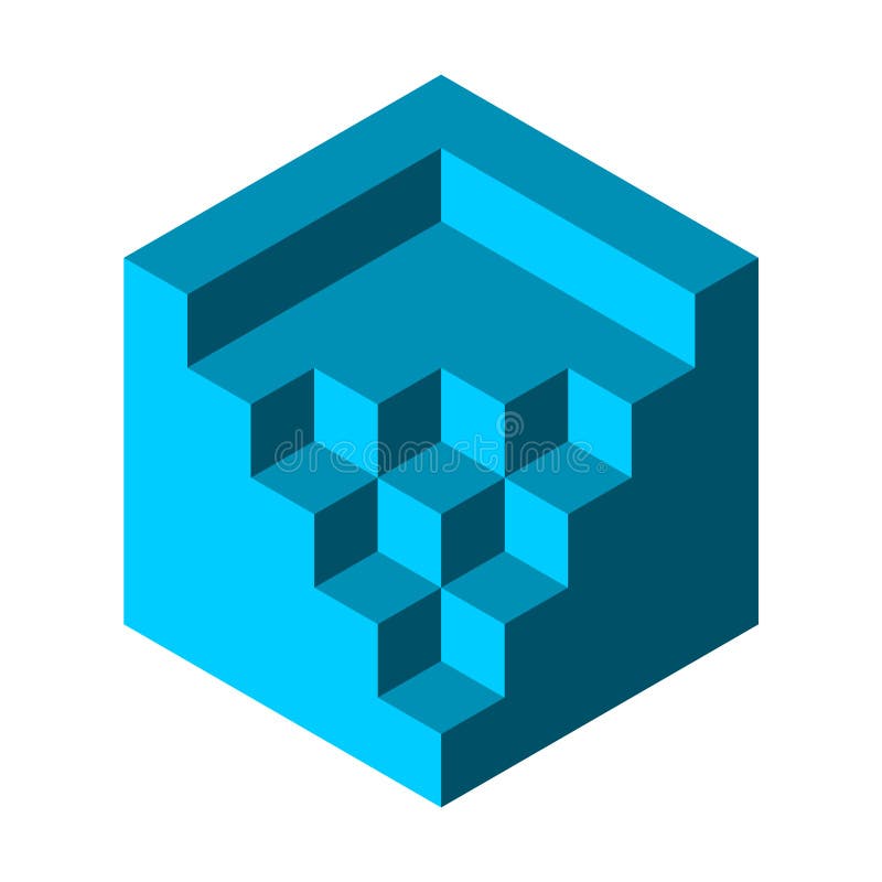 3D Isometric Box Shape Outline. Small Cube in a Big Cube. Abstract ...