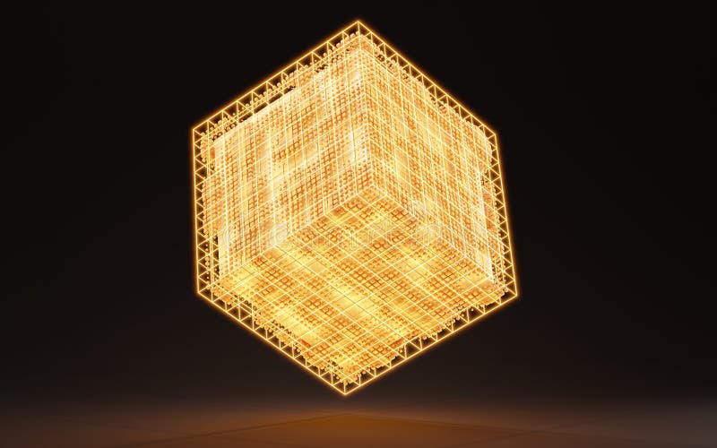 Abstract Cube Shape, Cube Geometry, 3d Rendering Stock Illustration ...
