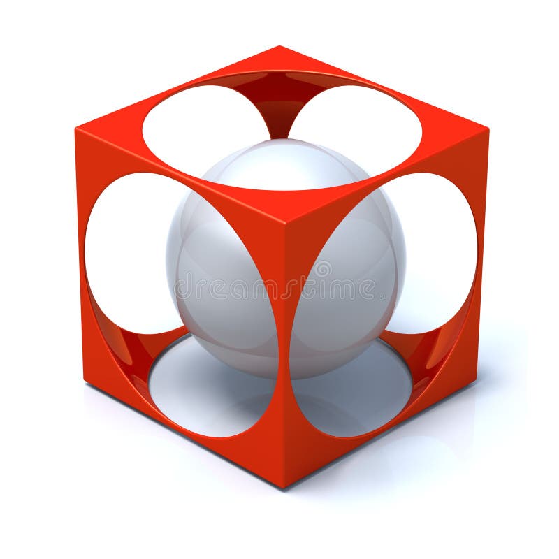 Abstract Cube and Sphere stock illustration. Illustration of holes ...