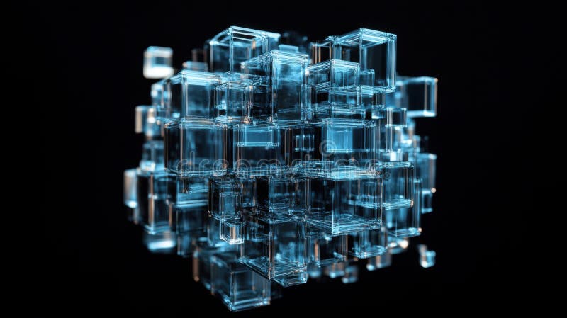 Abstract Cube Structure in Blue. AI Generated Stock Illustration - Illustration of cubes ...