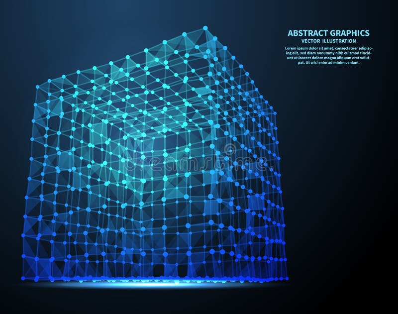 Abstract Cube, Vector Illustration. Network Connections with Points and ...