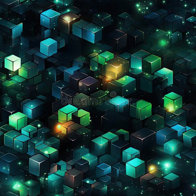 Abstract Cube Wallpaper with Vibrant Lights and Shiny Cubes (tiled ...
