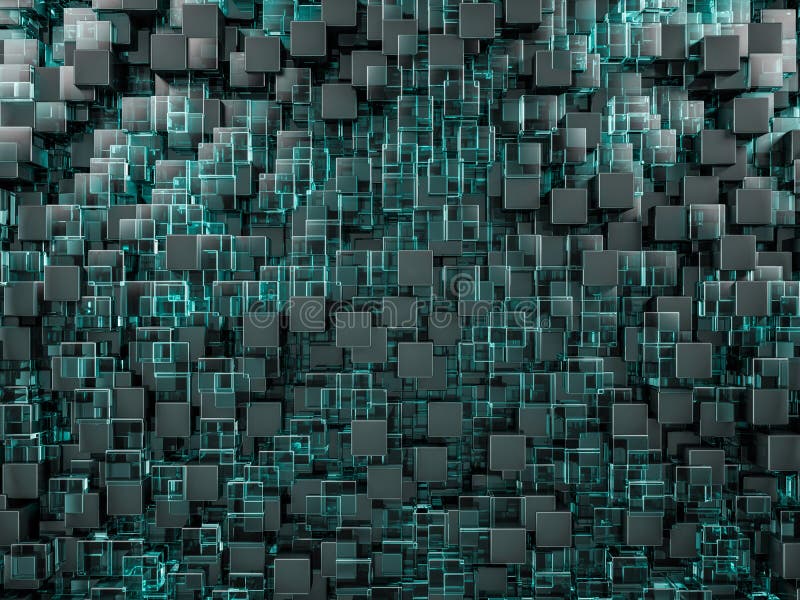 Abstract Cubes Background with Glass. 3D Stock Illustration ...