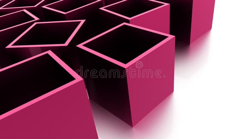 Pink Cubes Concept Rendered White Stock Illustrations – 108 Pink Cubes ...