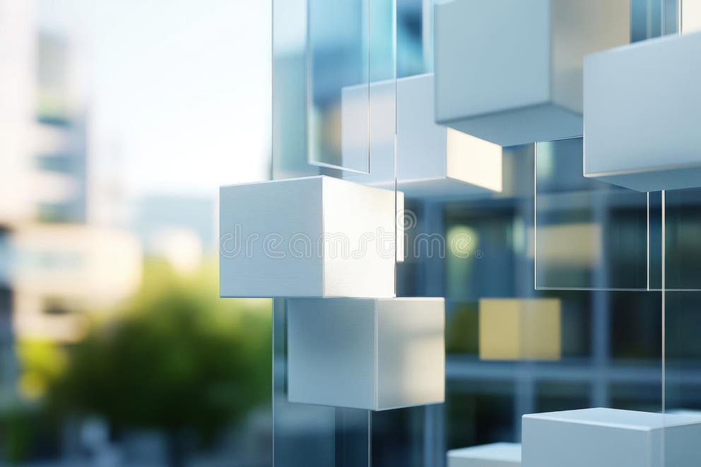 Abstract Cubes Decorate a Building Facade with Modern Architectural ...