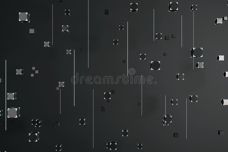 Abstract Cubes Falling with Dynamic Trails on a Dark Background ...