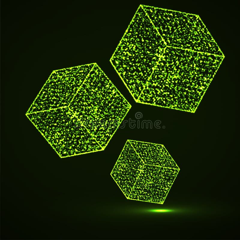 Abstract Cubes with Glowing Particles Stock Vector - Illustration of ...