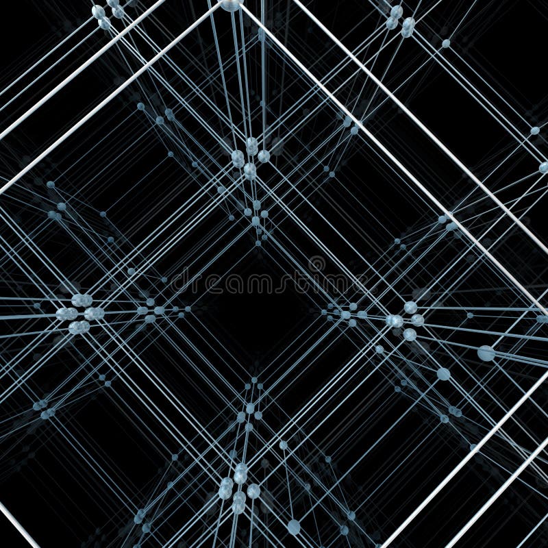 Cubes Network Nodes Connect To Blue Sphere Stock Vector - Illustration ...