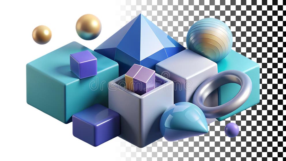 Abstract Cubes Stack, Geometric Shapes, 3D Blocks, Modern Design Png ...