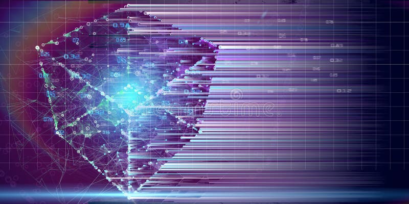 Business Visualization of Artificial Intelligence. Quantum Virtual Cryptography Concept with ...