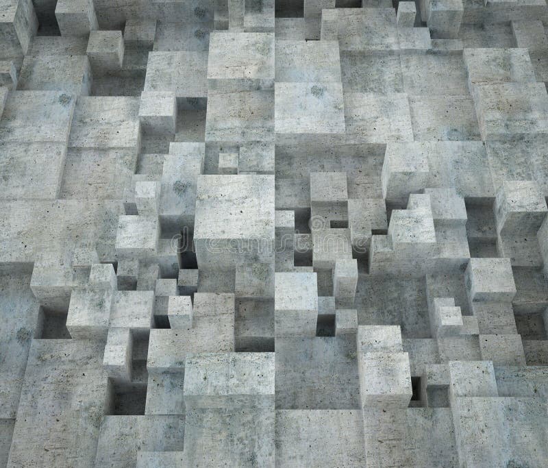 Abstract Cubic Concrete Building Wall. Architecture Background. 3d ...