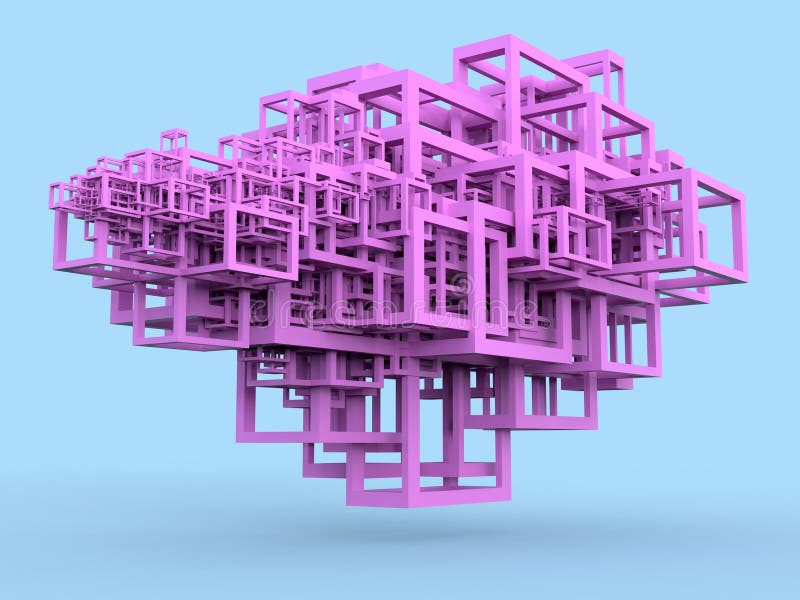 Abstract Cubic Construction - 3D Image Cube Frame - Generative Abstract ...