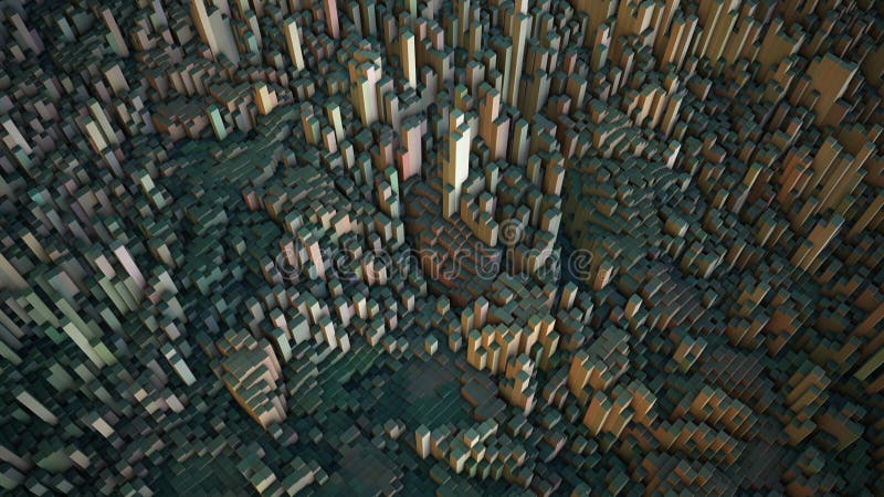 Abstract Cubic 3D Rendered Landscape Stock Illustration - Illustration ...