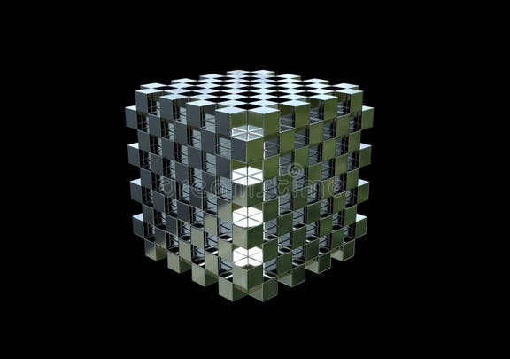 Abstract Cubic Structure on Black Background Stock Illustration ...